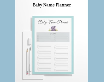 Baby Name Planner Printable, Baby Name Tracker, Baby Name Ideas ...