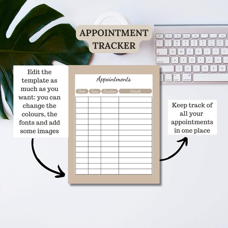Editable Appointment Tracker, Appointment Reminder, Appointment Log ...