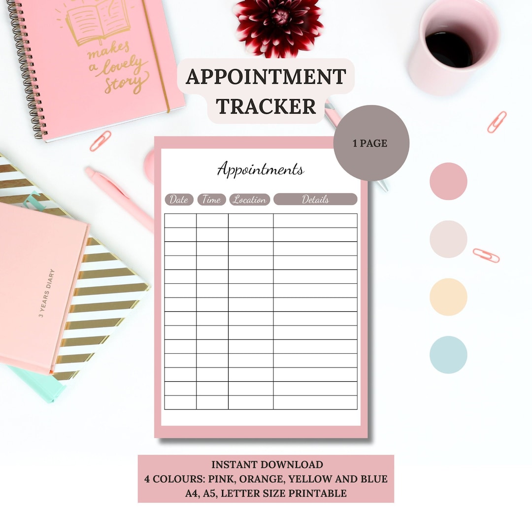 Appointment Tracker Printable, Appointment Reminder, Appointment Log ...