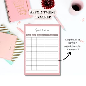Appointment Tracker Printable, Appointment Reminder, Appointment Log, Instant Download PDF, A4 ...