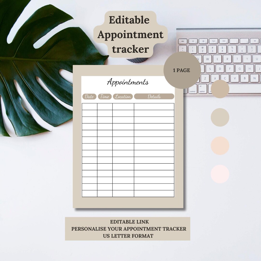 Editable Appointment Tracker, Appointment Reminder, Appointment Log ...