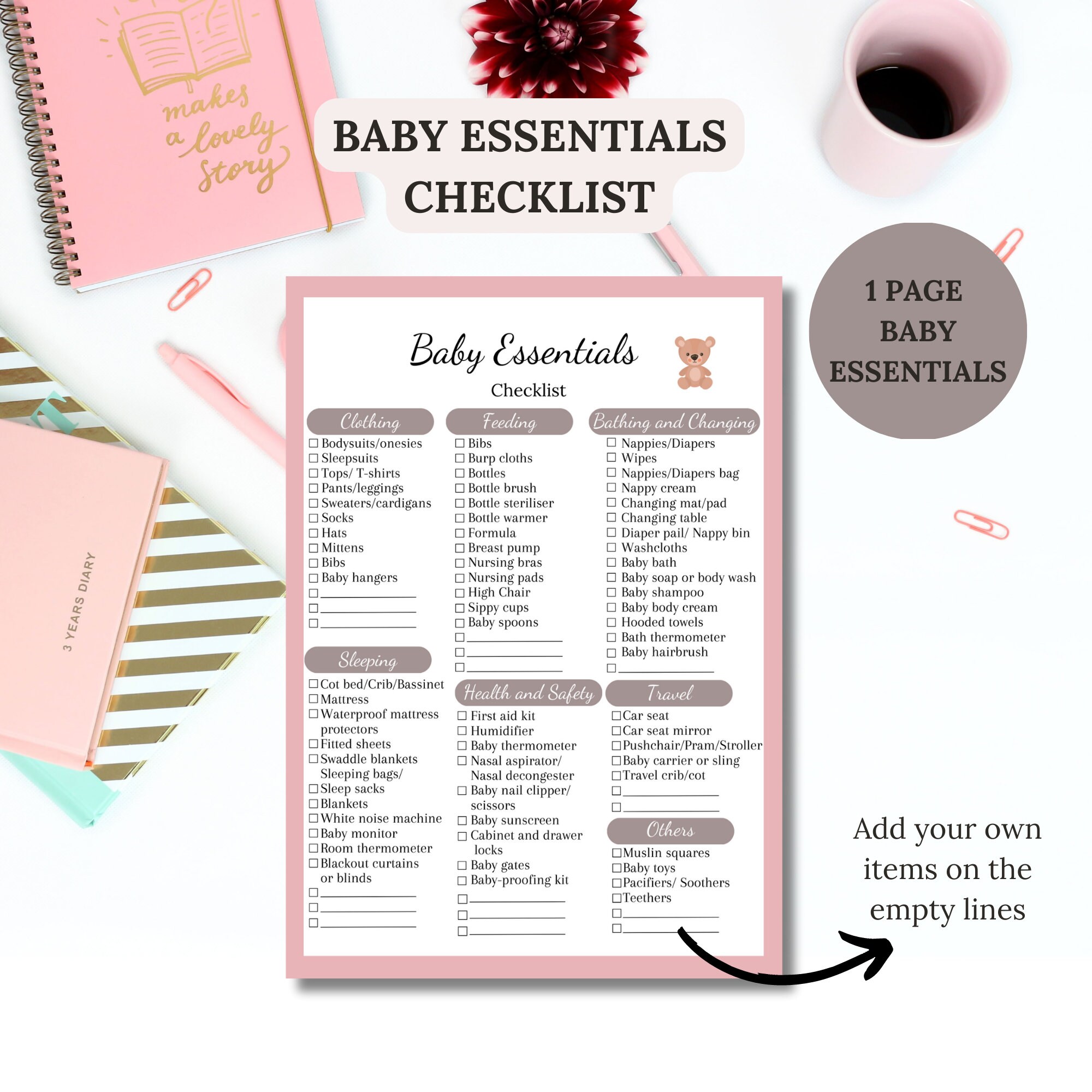 Baby Essentials Checklist Printable, Baby Must Haves List, Newborn ...