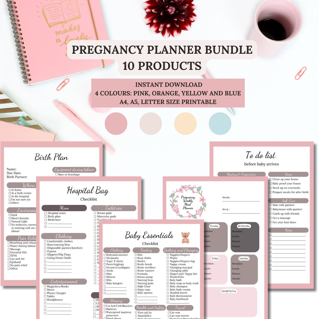 Pregnancy Planner Bundle, Pregnancy Checklists, Pregnancy to Do Lists ...