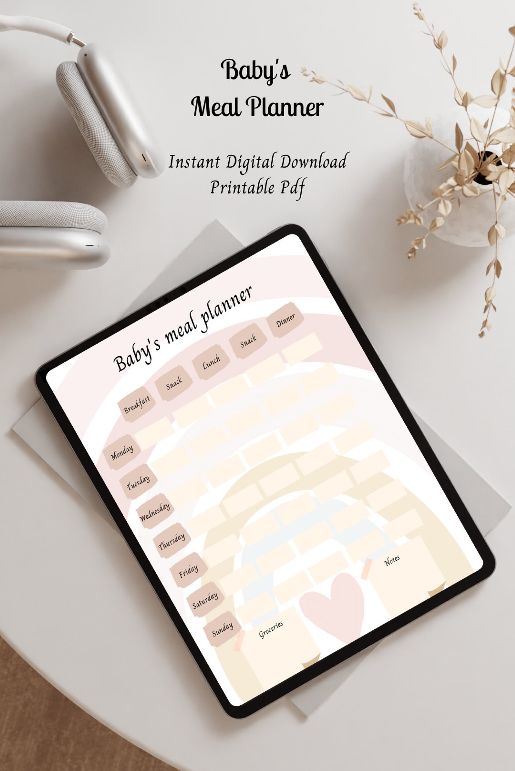 Baby's Weekly Meal Planner, Baby Food Tracker, Instant Download, Pdf ...