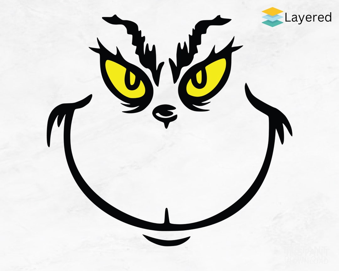 Grinch Face Svg | Grinch SVG | Grinch Face Silhouette | Christmas ...