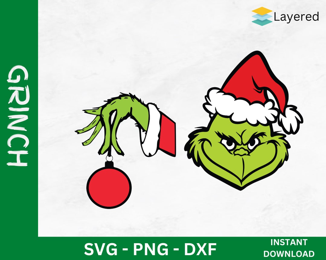 Grinch Face Svg | Grinch Hand SVG | Grinch Face and Hand With Ornament ...