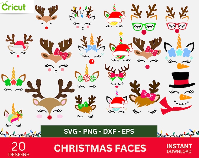Reindeer Face SVG PNG, Reindeer Svg, Christmas Reindeer Face Svg, Girl ...