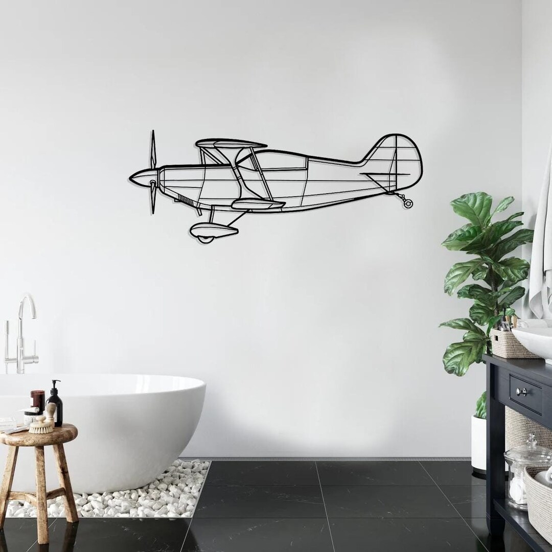 Pitts S-2B Silhouette Metal Wall Art, Airplane Wall Art, Plane Metal ...