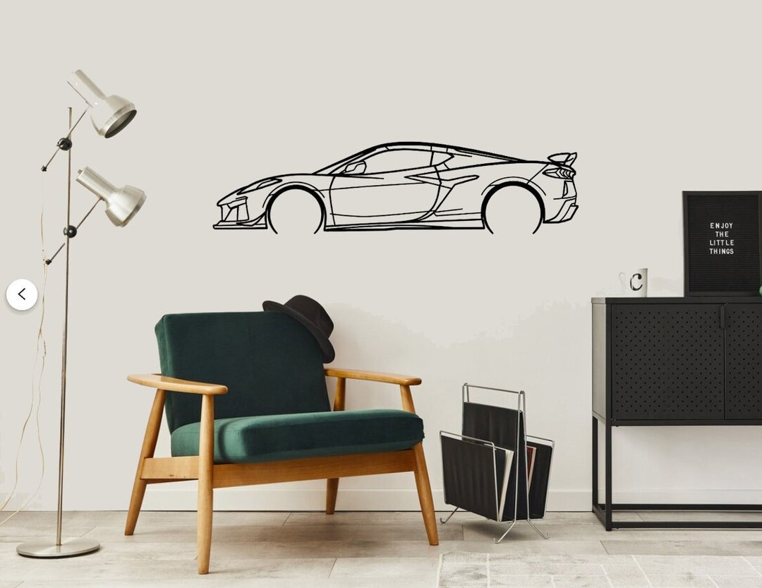 Corvette C8 Z06 Detailed Silhouette Metal Wall Art, Chevrolet Metal ...