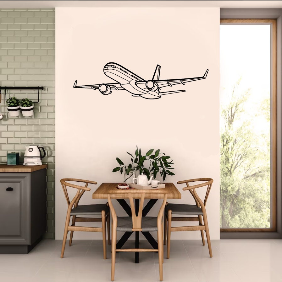 Boeing 757-200 Angle Airplane Silhouette Metal Wall Art, Airplane Wall ...