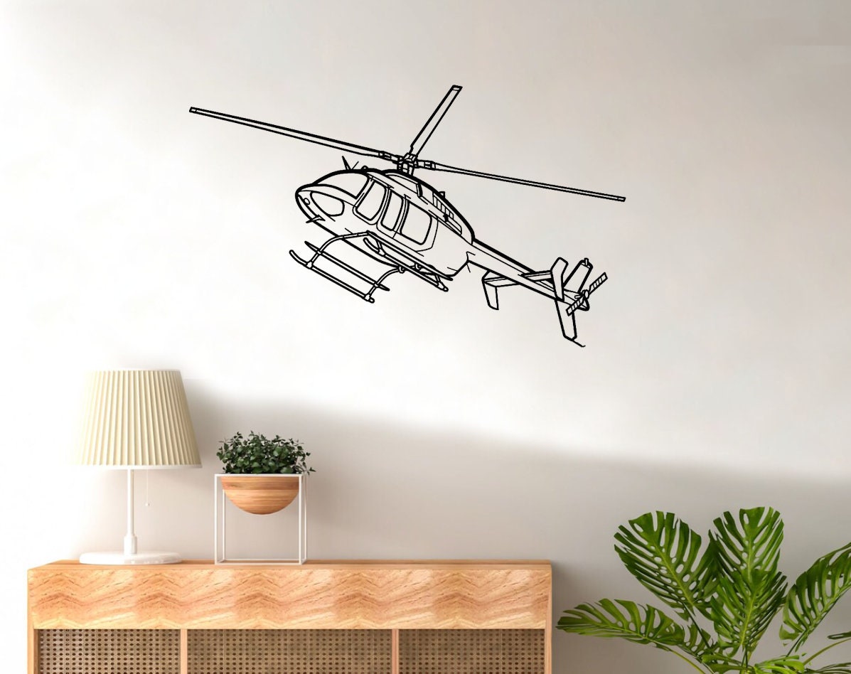 407GX Angle Silhouette Metal Wall Art, Helicopter Wall Art, Helicopter ...