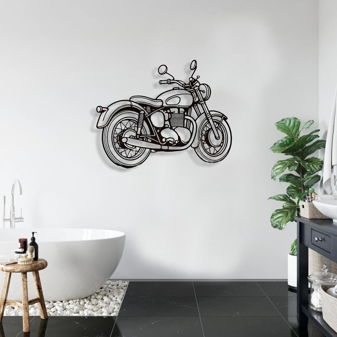 Motorcycle Metal Wall Art, Motorcycle Wall Decor, Motorbike Garage Wall ...