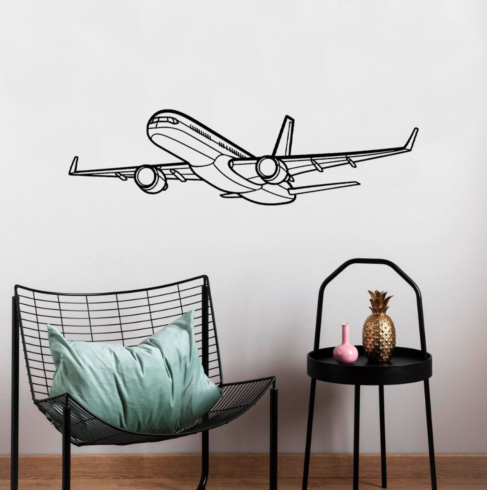Boeing 757-200 Angle Airplane Silhouette Metal Wall Art, Airplane Wall ...