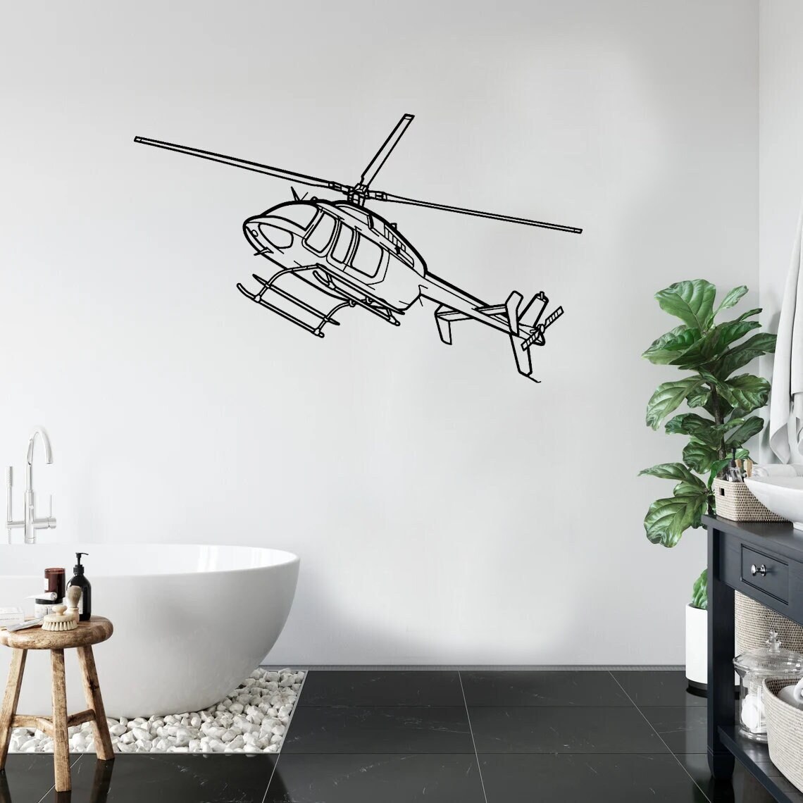 407GX Angle Silhouette Metal Wall Art, Helicopter Wall Art, Helicopter ...
