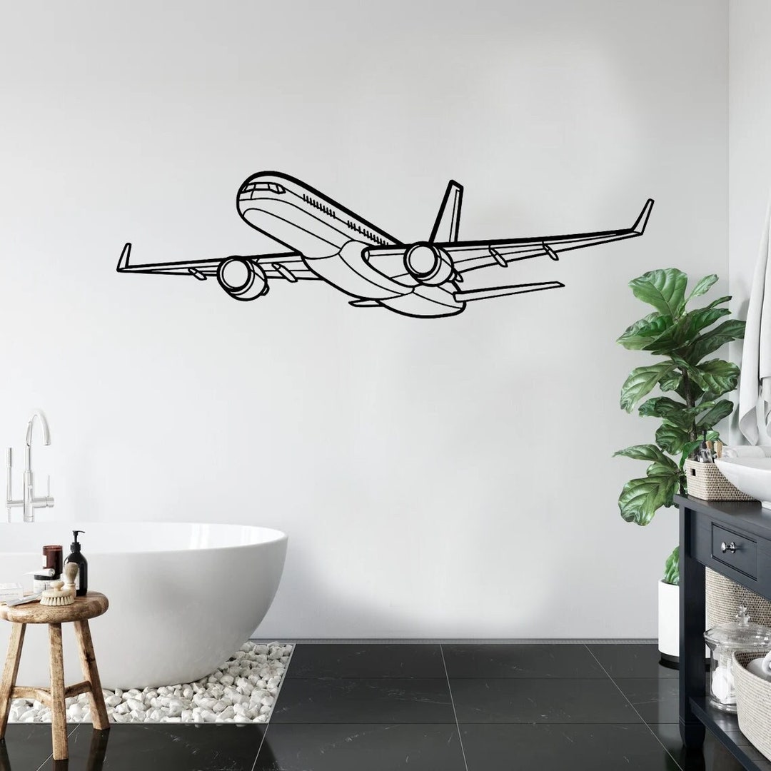 Boeing 757-200 Angle Airplane Silhouette Metal Wall Art, Airplane Wall ...