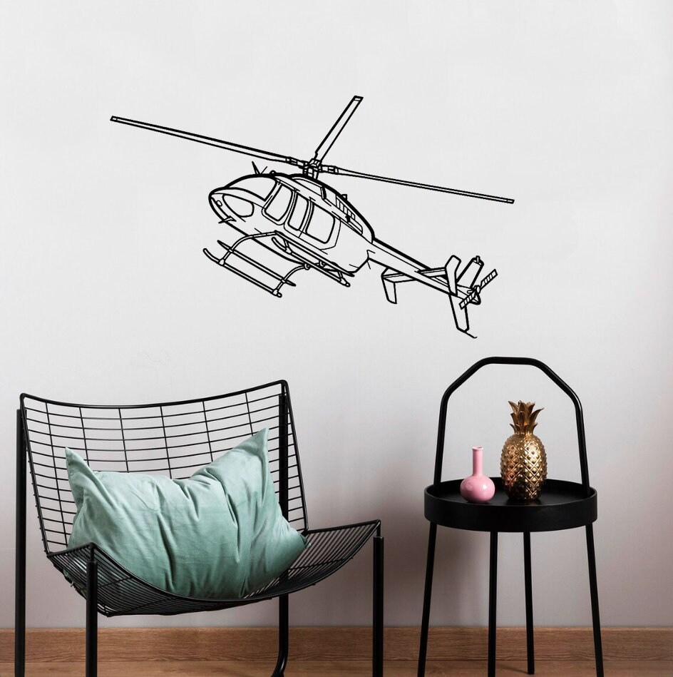 407GX Angle Silhouette Metal Wall Art, Helicopter Wall Art, Helicopter ...