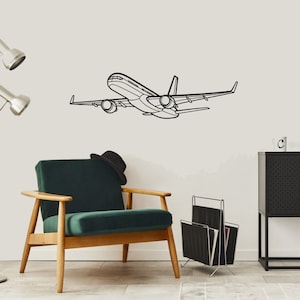 Boeing 757-200 Angle Airplane Silhouette Metal Wall Art, Airplane Wall ...