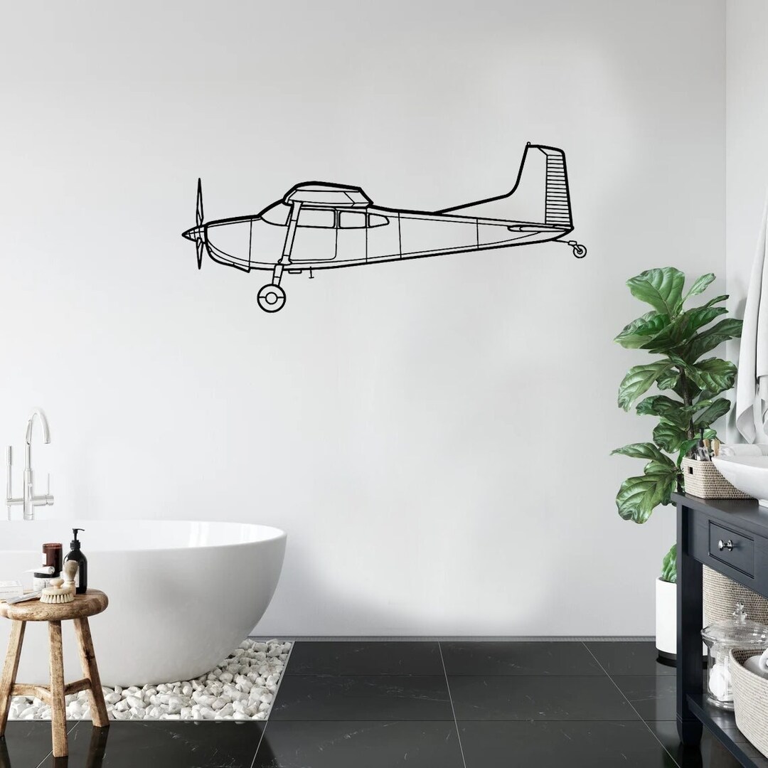 A185F Skywagon Airplane Silhouette Metal Wall Art, Airplane Wall Art ...