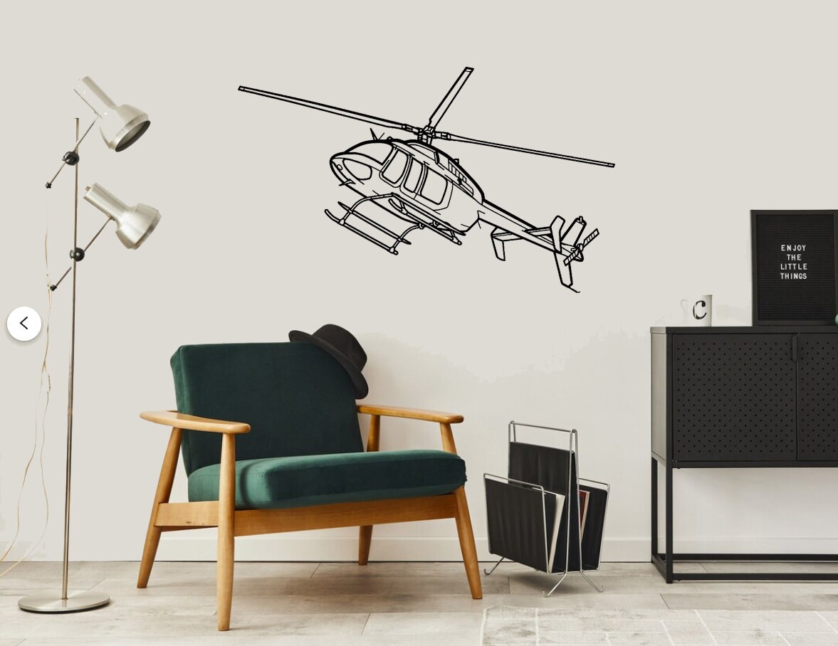 407GX Angle Silhouette Metal Wall Art, Helicopter Wall Art, Helicopter ...