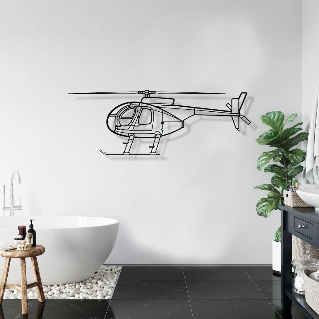 MD 500C Silhouette Metal Wall Art, Helicopter Wall Art, Helicopter ...