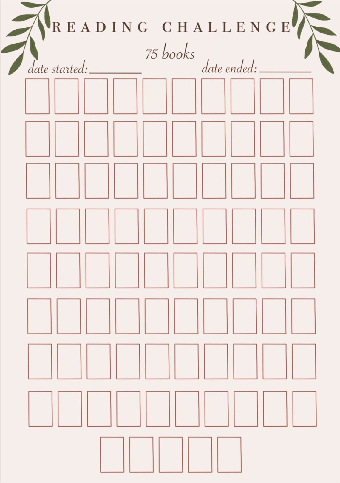 Reading Challenge 75 Books - Etsy