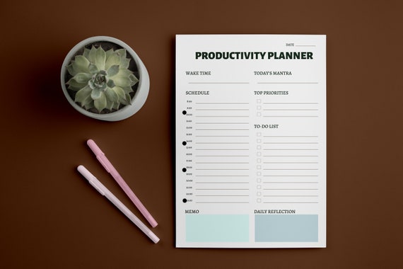 Productivity Planner Printable Daily Goal Tracker Digital - Etsy