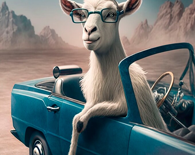Goat Drive Car Funny Goat Illustration Goat With Glasses Download ...