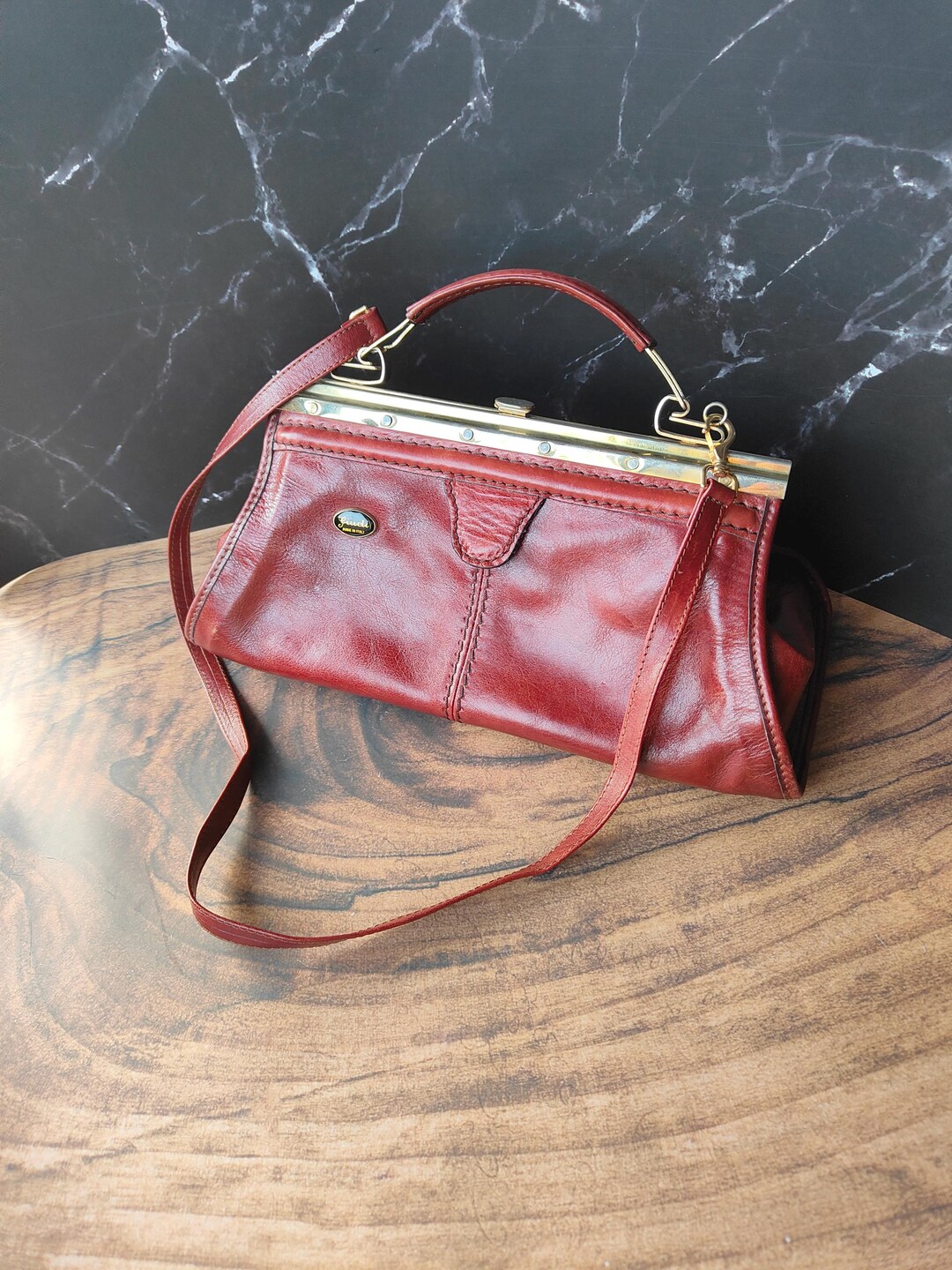 Vintage Italian Leather Doctor Bag | Red Frame Handbag - Etsy