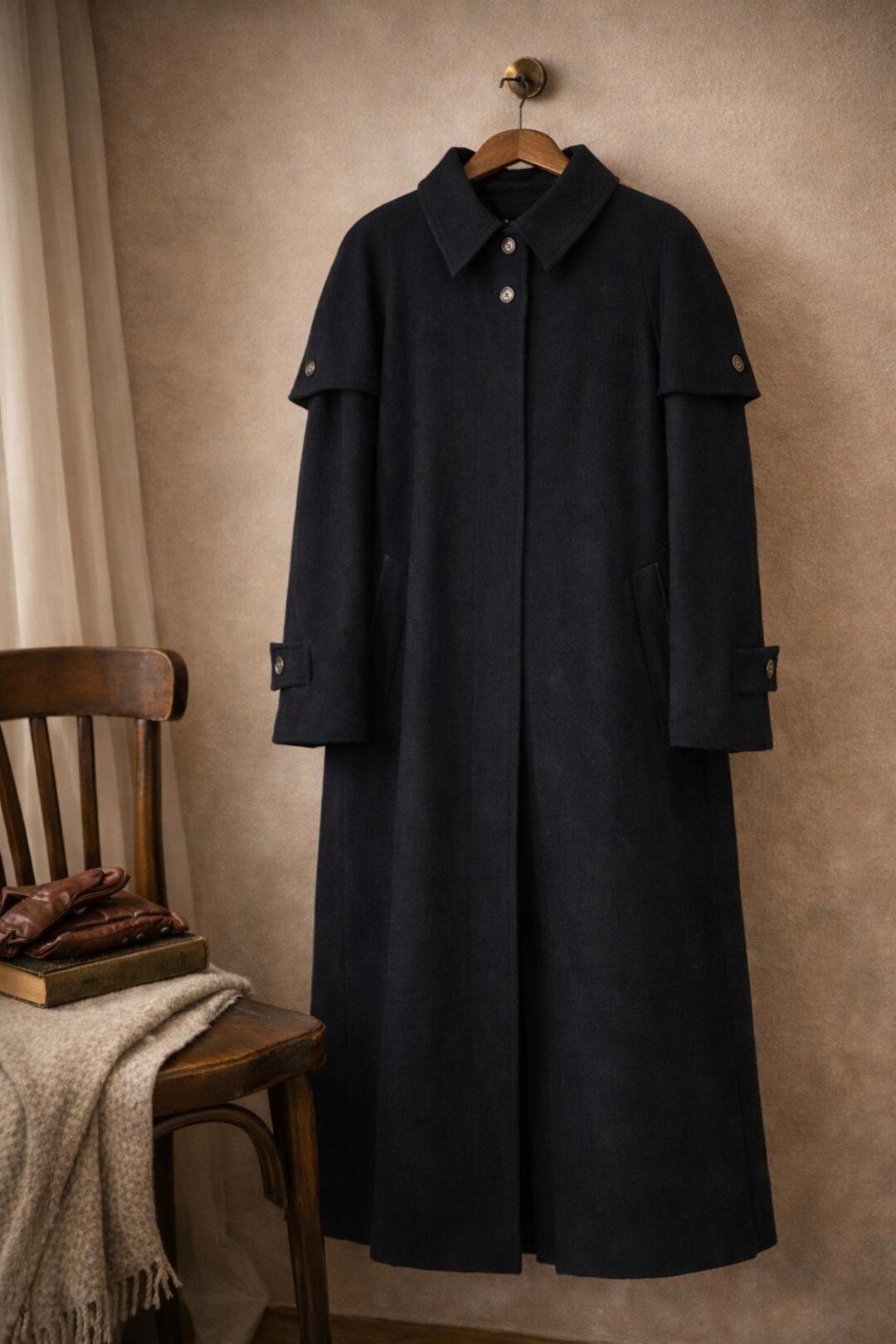 Vintage Wool Cape Coat Navy Blue | HMC Rosener Loden | 75% Wool ...