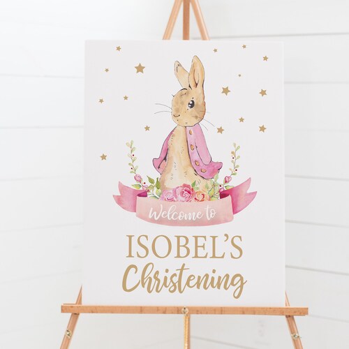 Flopsy Rabbit Personalised Welcome Sign Christening Sign - Etsy UK