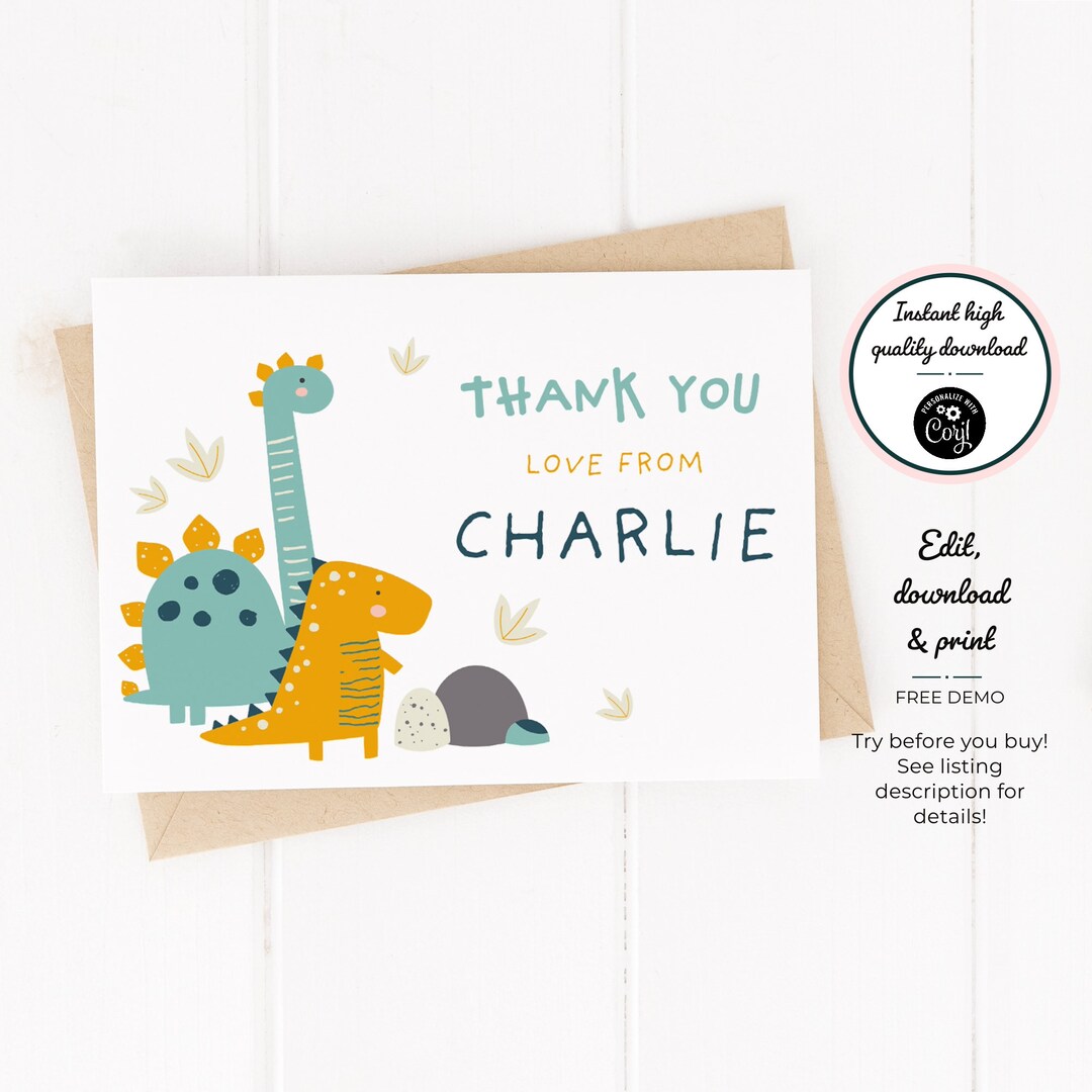 Blue Dino STOMP CHOMP ROAR - Instant Digital Download - Personalised ...