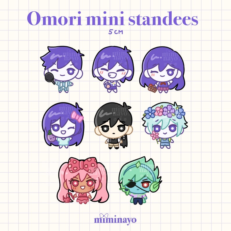 Omori Mini Standees [5cm] | Omori, Mari, Kel, Aubrey, Hero, Basil ...