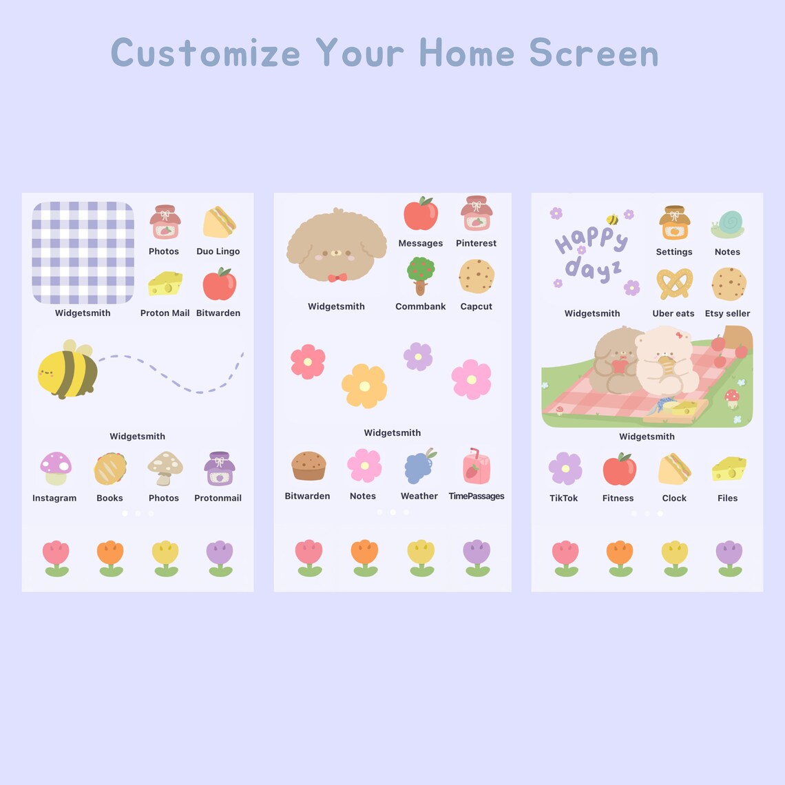 Happy Dayz Picnic App Icon Set | Ios 16 | Cute App Icons | Kawaii App ...
