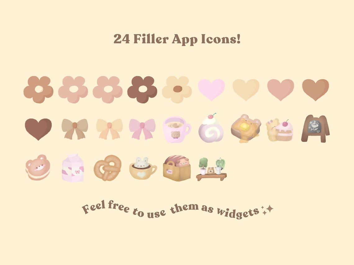 Cute App Icons Coffee App Icons Home Screen Set up Kawaii App Icon Pack ...