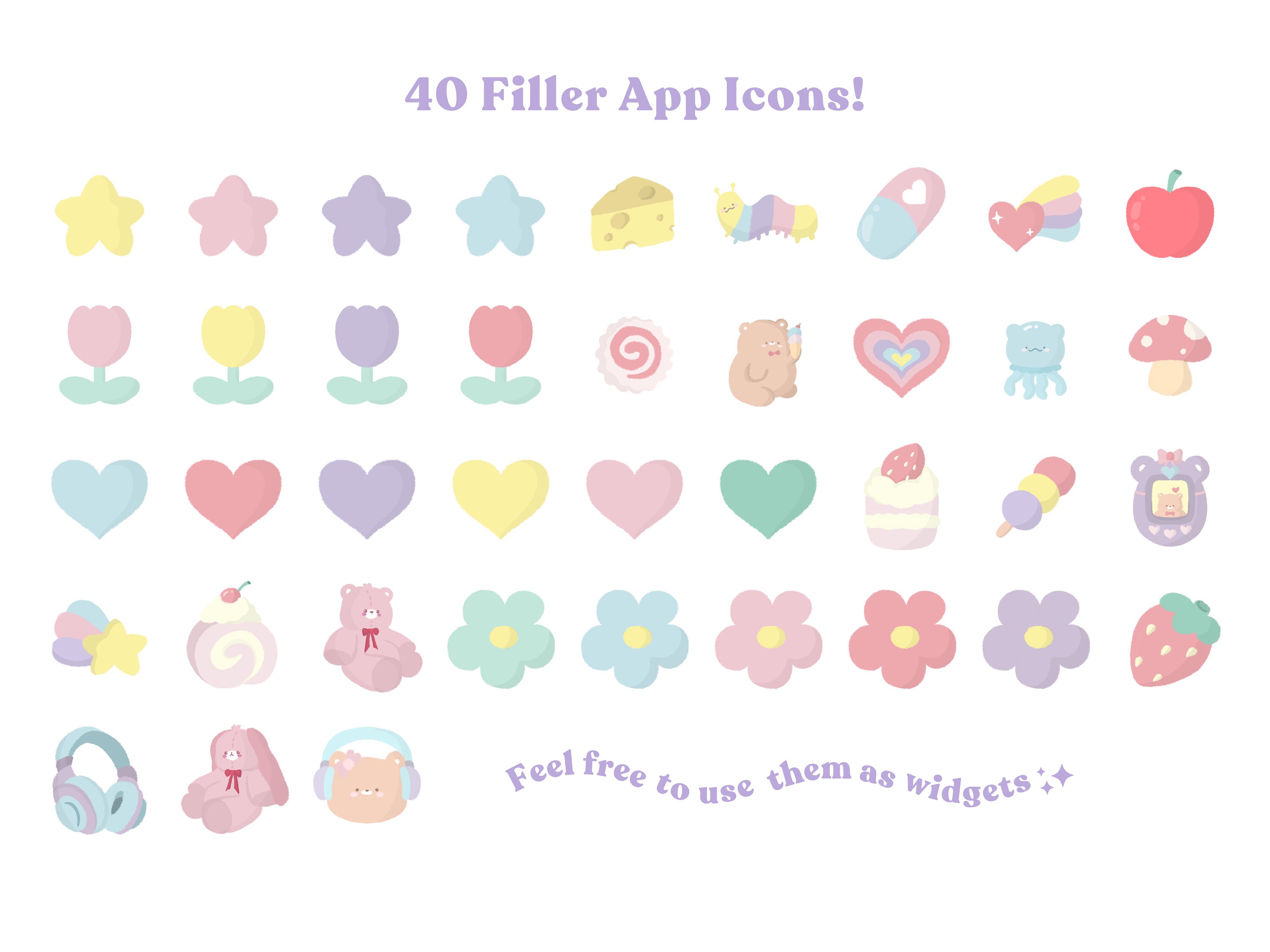 Cute Pastel App Icons Home Screen Set up Kawaii App Icon Pack Cute App ...
