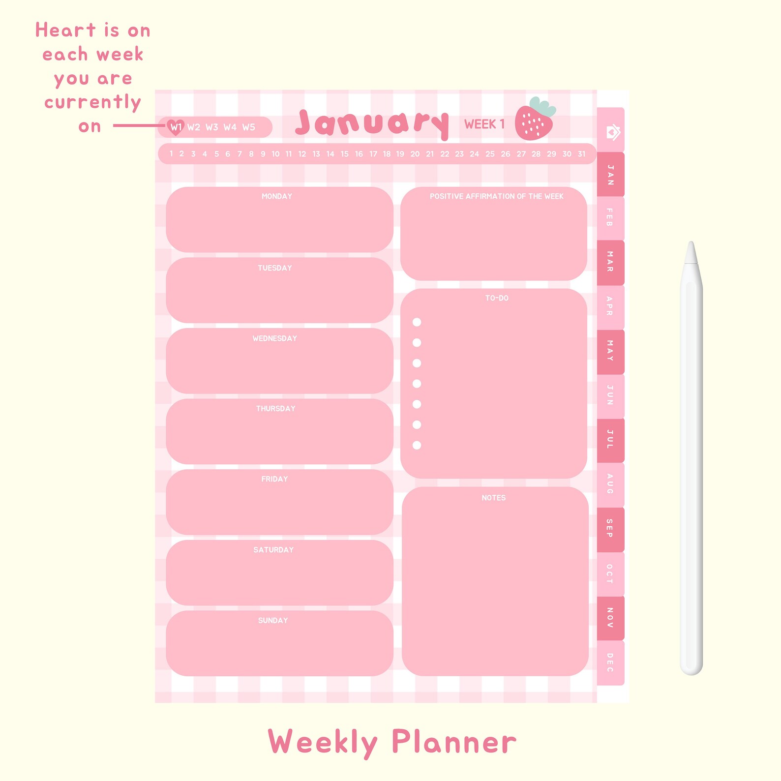 Pink Cafe Digital Planner: Kawaii Hyperlinked Life Planner (PDF) - Etsy