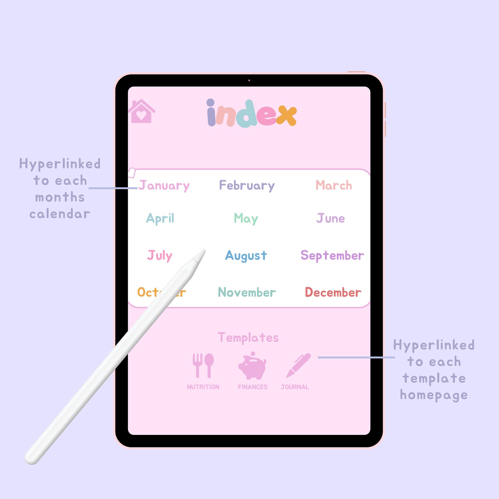 Pastel Digital Planner Undated Digital Planner Cute - Etsy