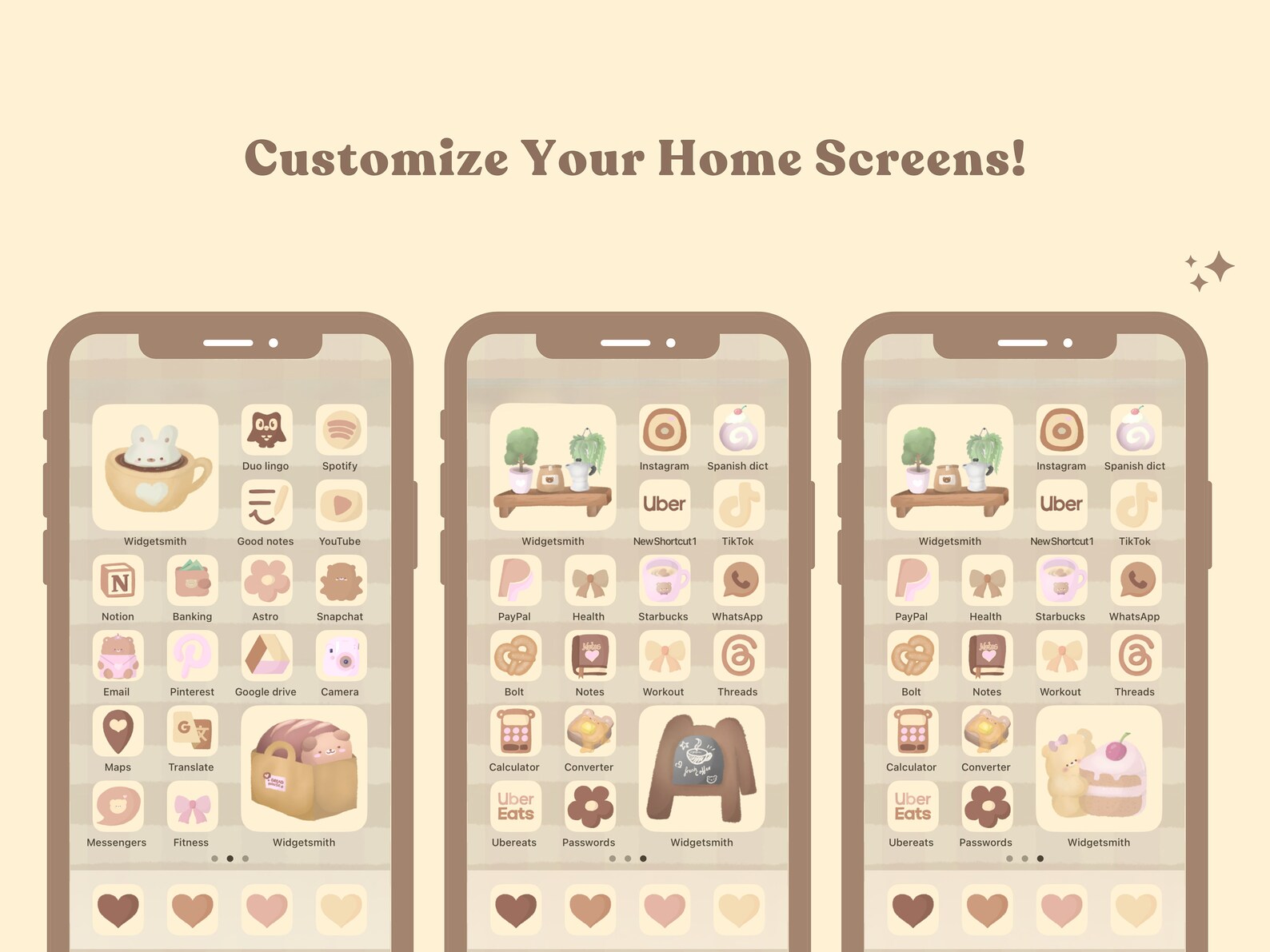 Cute App Icons Coffee App Icons Home Screen Set up Kawaii App Icon Pack ...