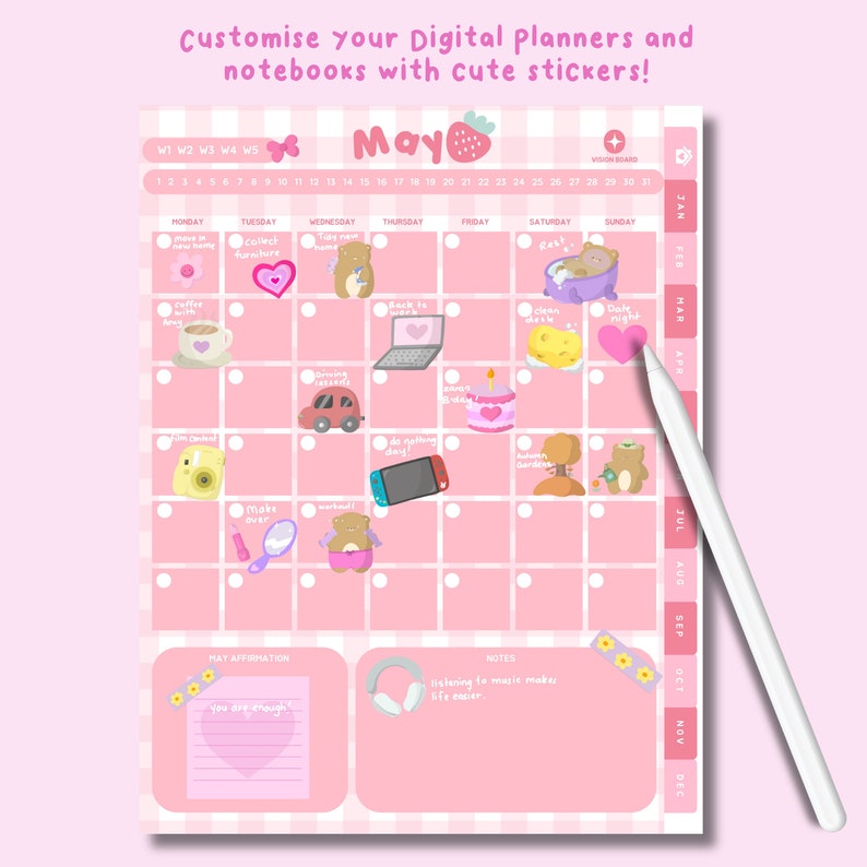 Cute Digital Planner Stickers Kawaii Digital Planner Stickers Everyday ...