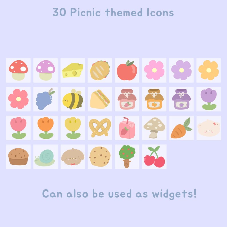 Happy Dayz Picnic App Icon Set | Ios 16 | Cute App Icons | Kawaii App ...