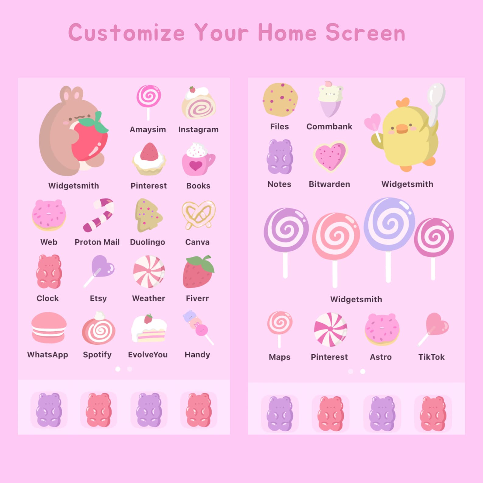 Sugar Rush App Icon Set | App Icons | Ios16 | Kawaii App Icons | Cute ...