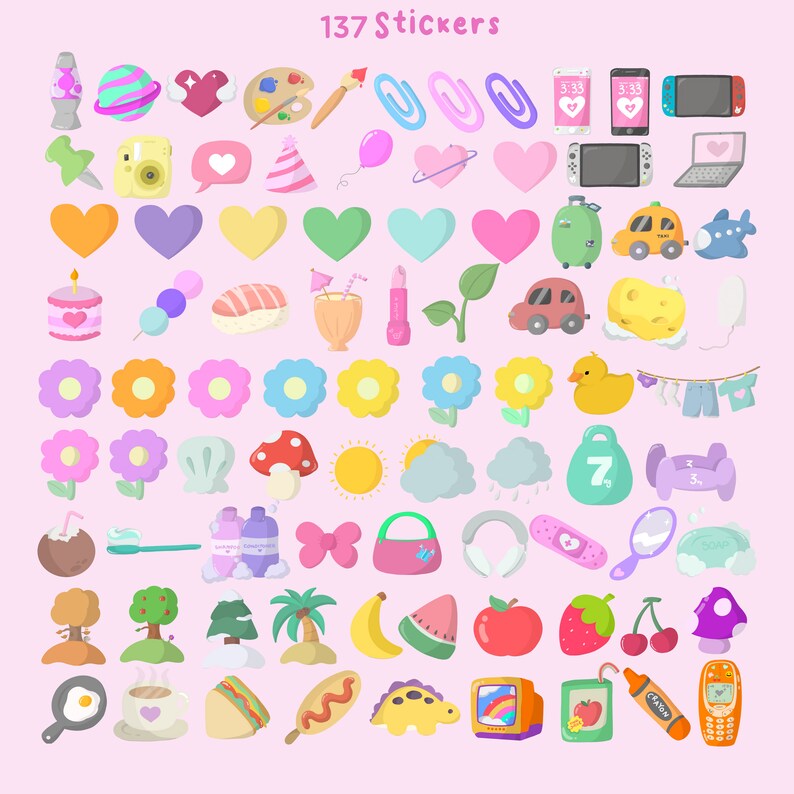 Cute Digital Planner Stickers Kawaii Digital Planner - Etsy