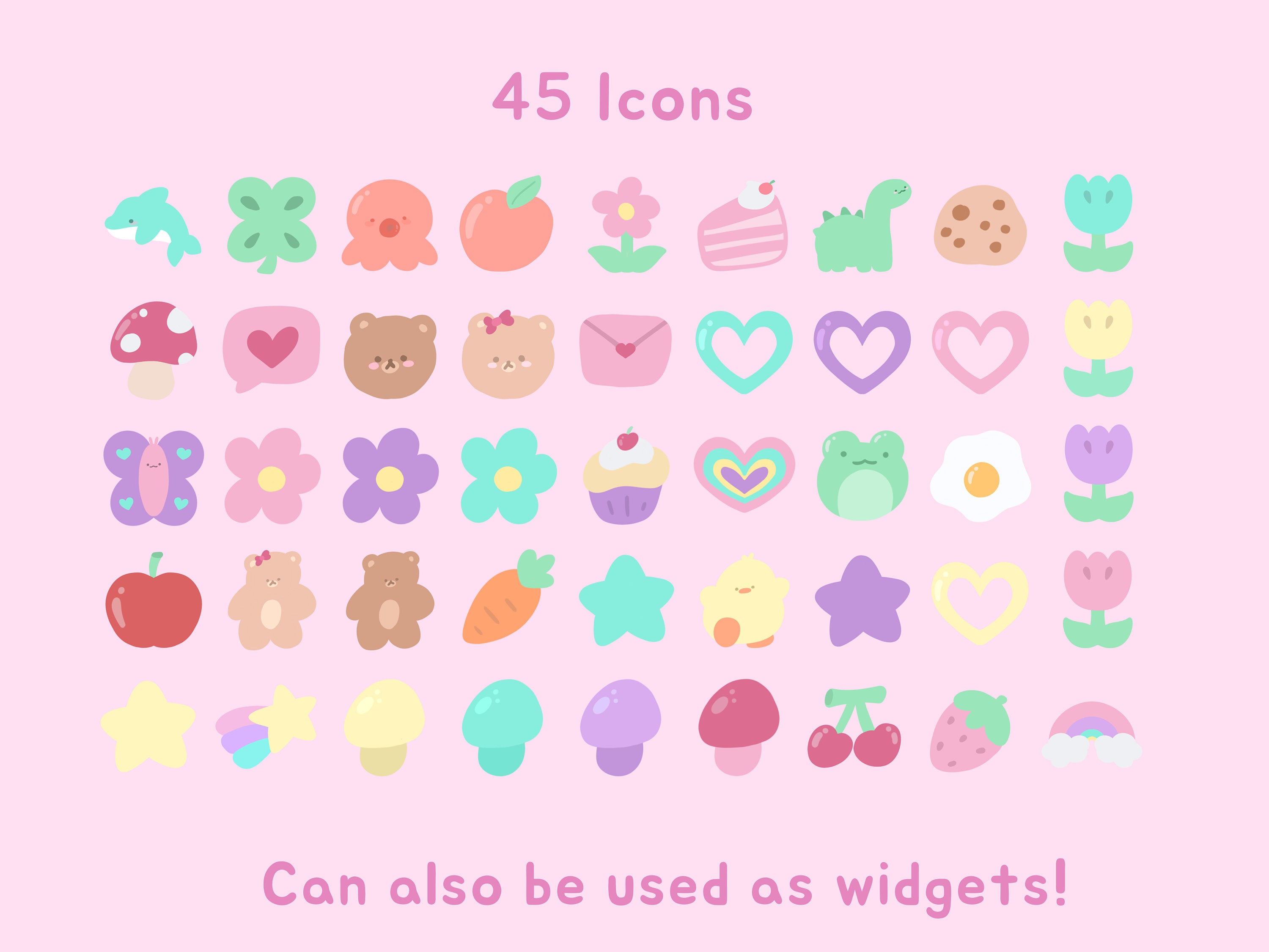Random Cute Things App Icon Set | Cute App Icons | Home Screen | Kawaii ...
