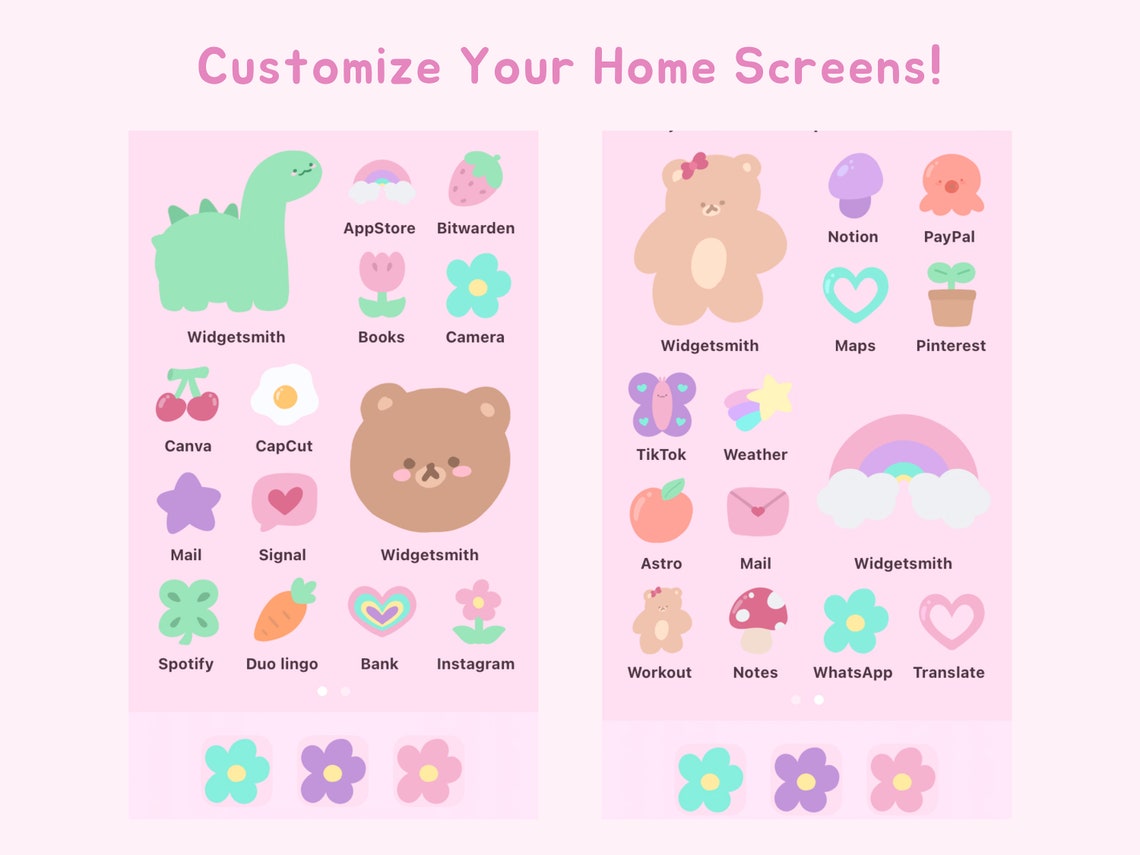 Random Cute Things App Icon Set | Cute App Icons | Home Screen | Kawaii ...
