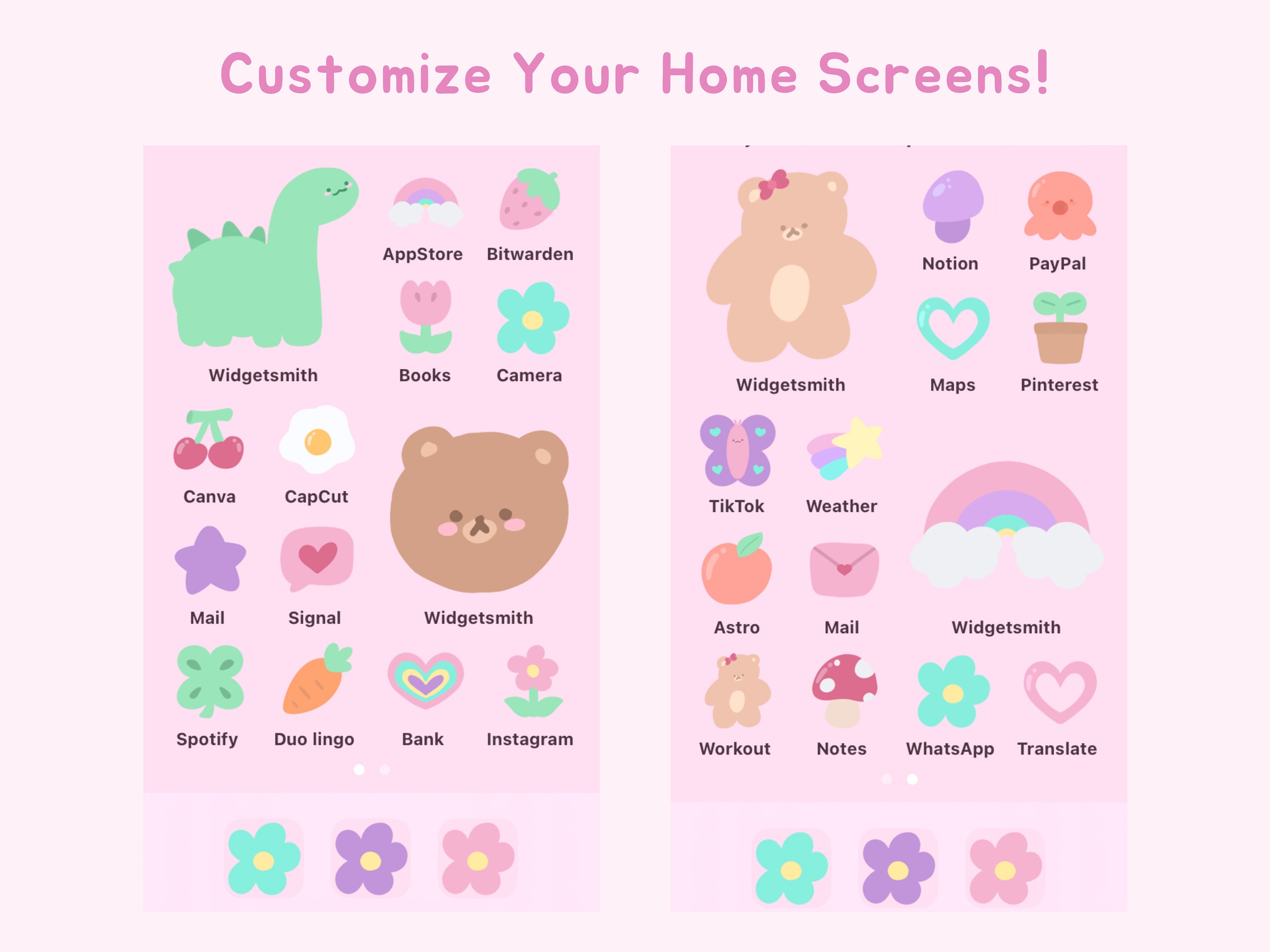 Random Cute Things App Icon Set | Cute App Icons | Home Screen | Kawaii ...