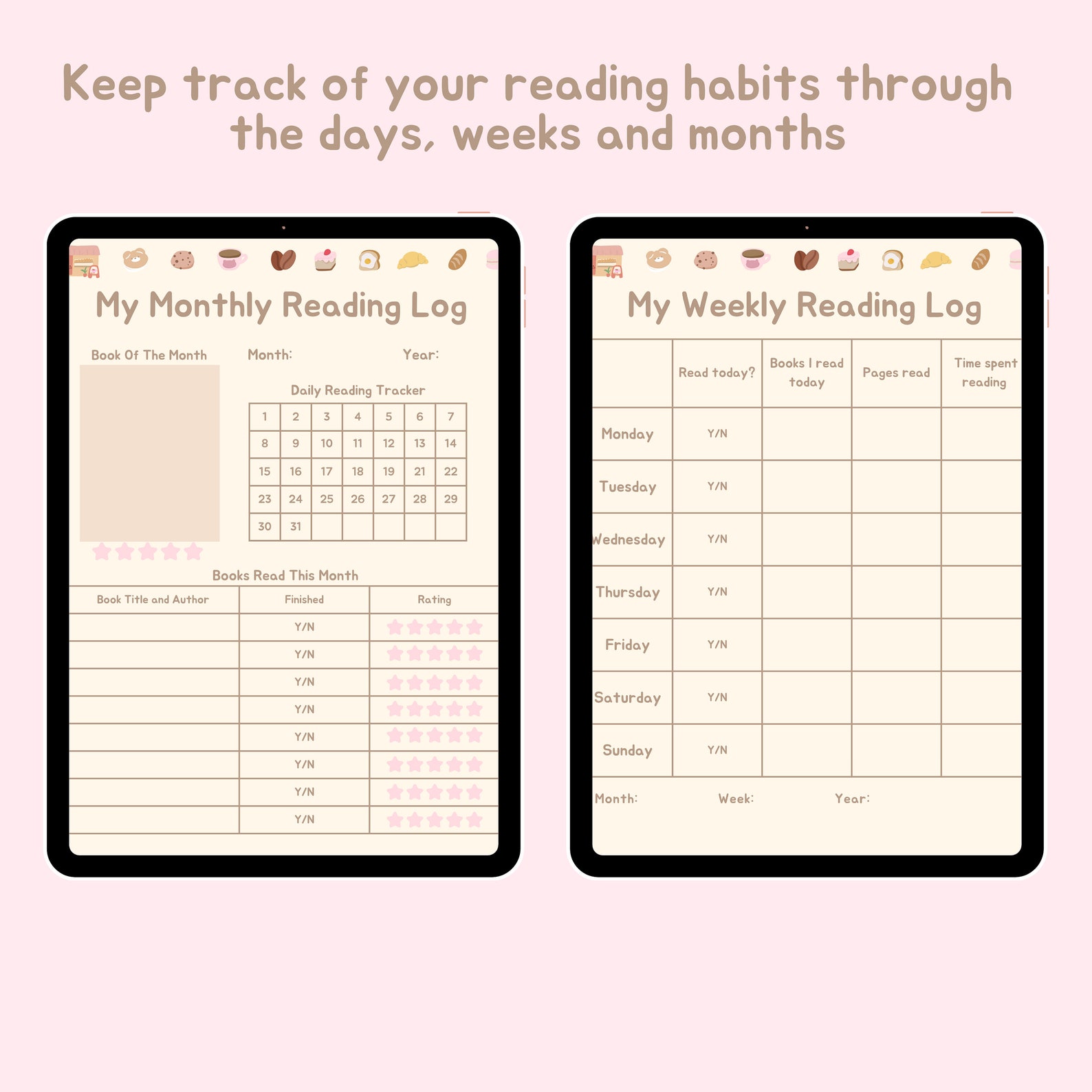 Digital Reading Planner Cute Digital Reading Planner - Etsy