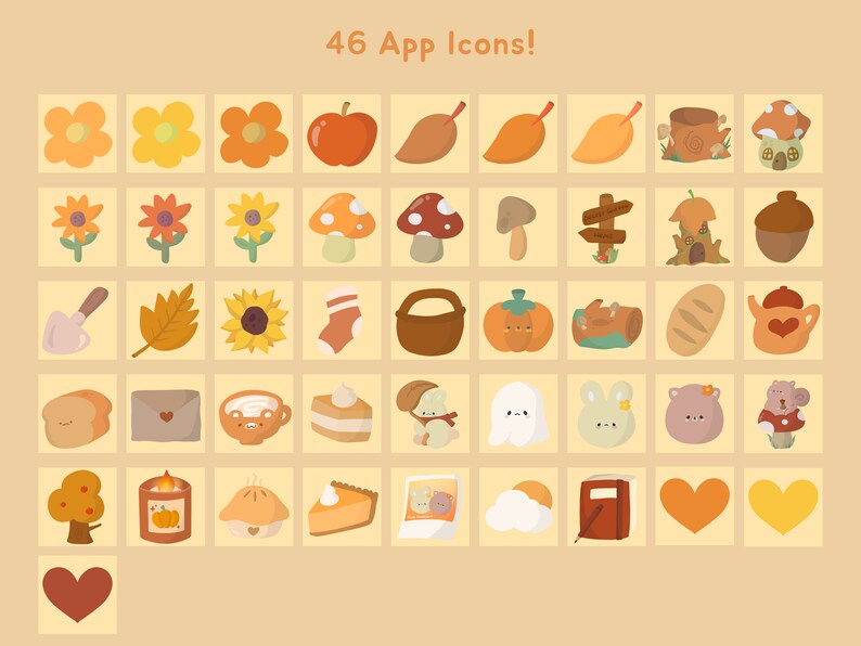 Cute Fall App Icons | Ios 17 | Cute App Icons | Fall App Icons | Kawaii ...