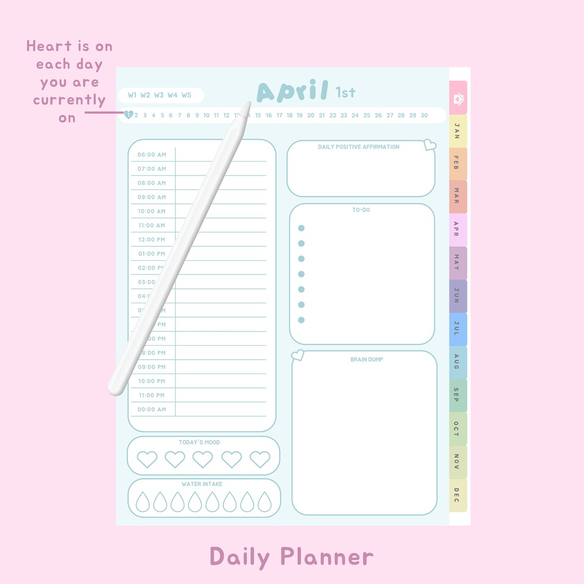 Pastel Digital Planner Undated Digital Planner Cute - Etsy
