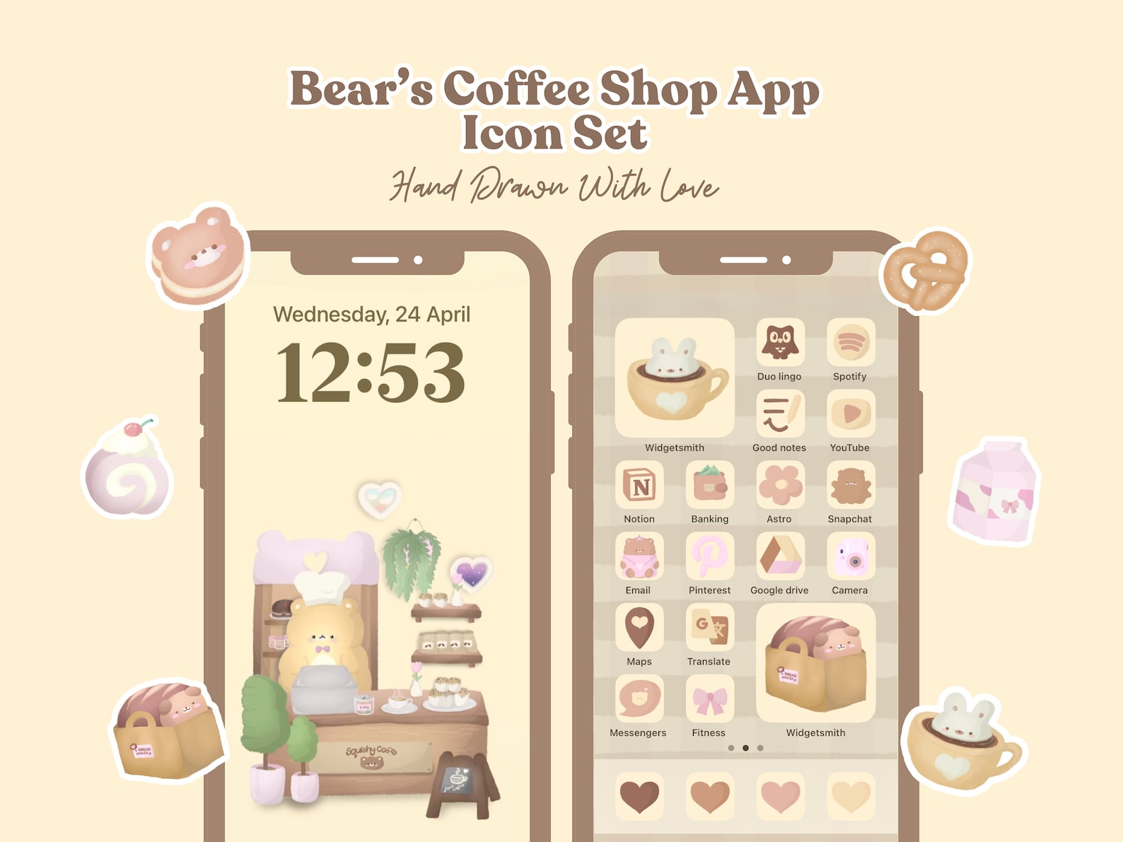 Cute App Icons Coffee App Icons Home Screen Set up Kawaii App Icon Pack ...