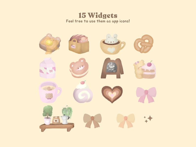 Cute App Icons Coffee App Icons Home Screen Set up Kawaii App Icon Pack ...